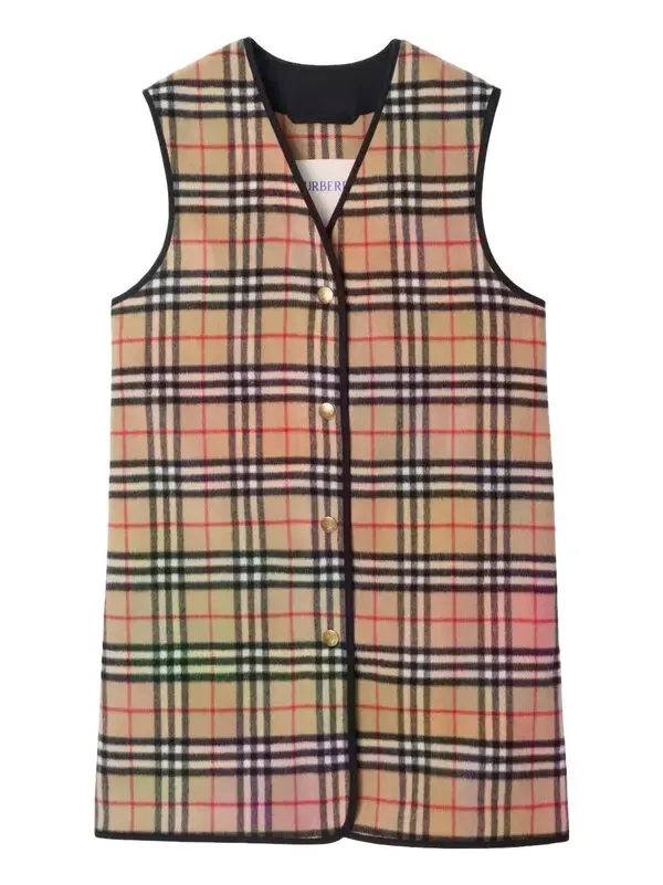 Burberry Checked Wool-blend Gilet - Neutrals