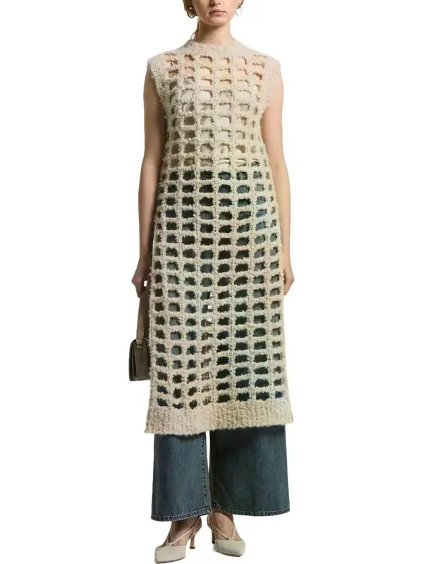 Peserico Grid-pattern Sleeveless Top - Neutrals