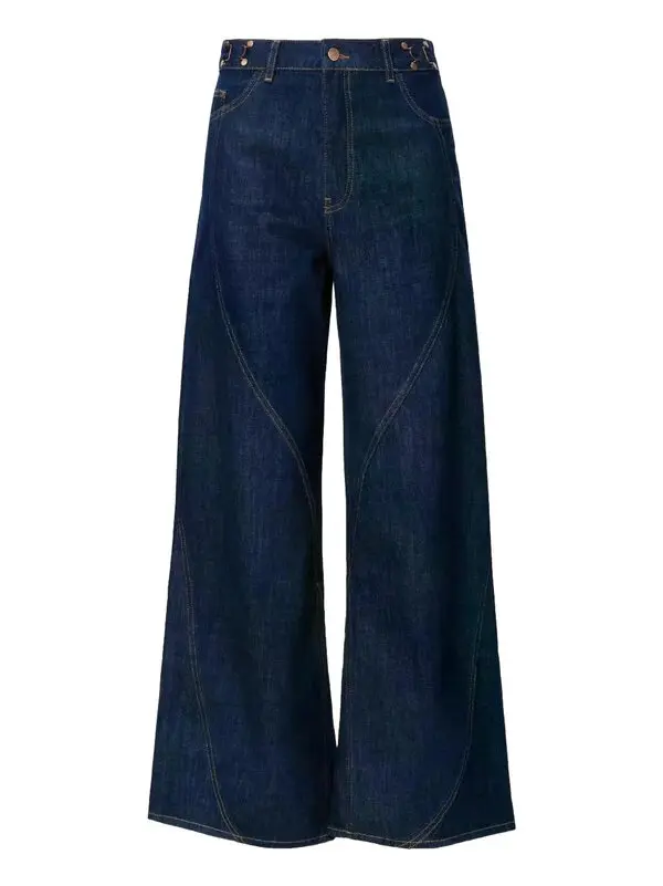 NO44 Curved-seam Jeans - Blue