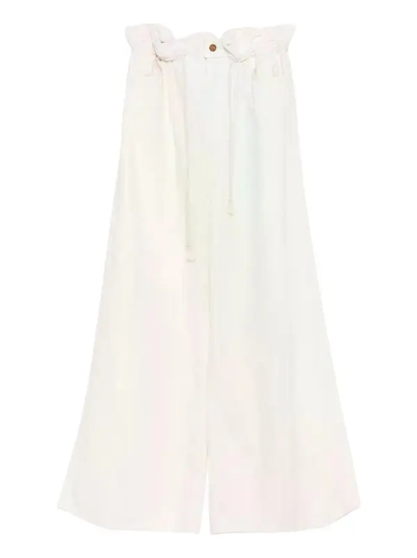 MOTHER High-waist Wide Leg Drawstring Jeans - White