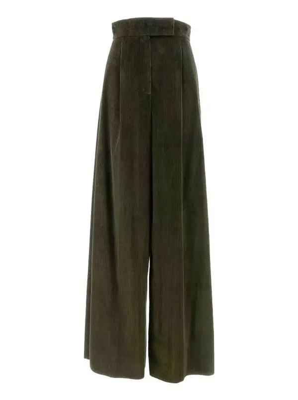 Max Mara Pleated Corduroy Trousers - Green