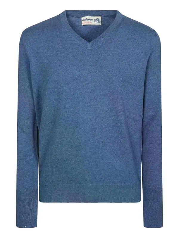 BALLANTYNE V-neck Cashmere Sweater - Blue