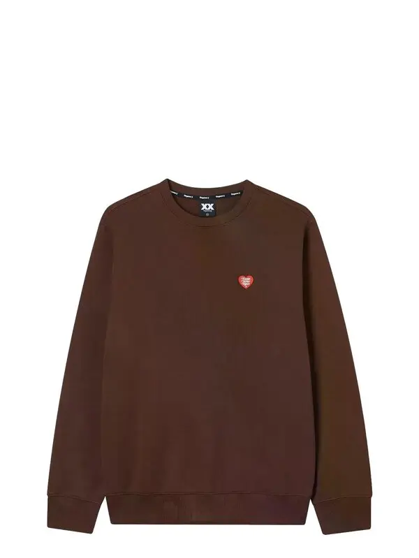 FINGERCROXX Heart-embroidered Crewneck Sweatshirt - Brown