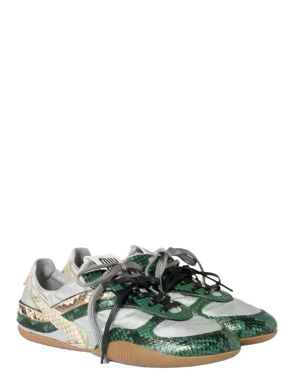 Miu Miu Snakeskin-leather Sneakers - Grey