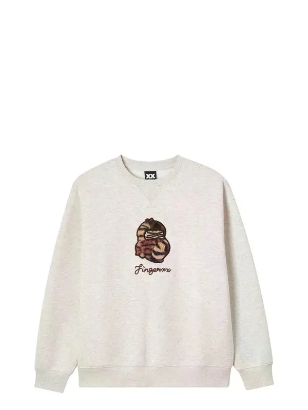 FINGERCROXX Embroidered Crewneck Sweatshirt - Neutrals