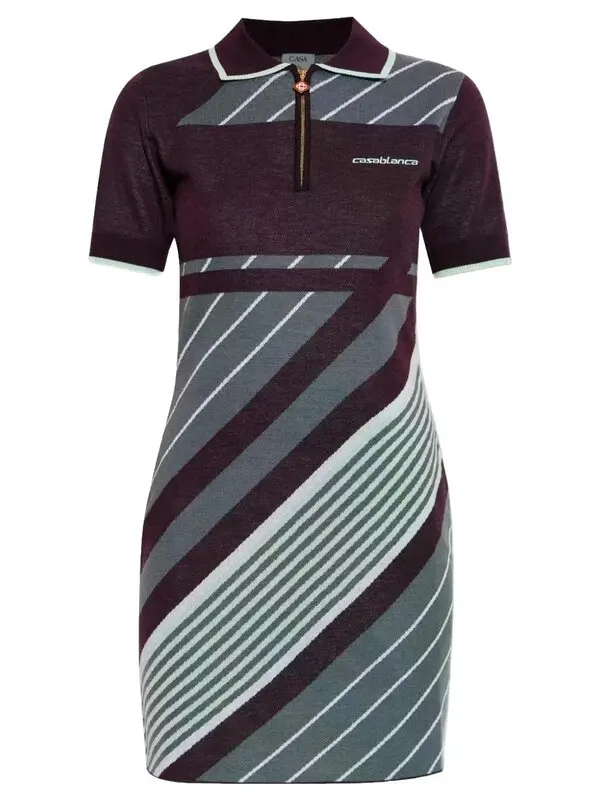 Casablanca Striped Polo Dress - Grey