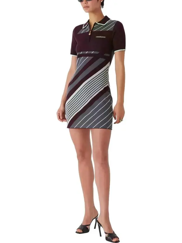 Casablanca Striped Polo Dress - Grey