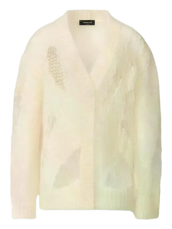 Fabiana Filippi Long-sleeve Cardigan With Net Inserts - White