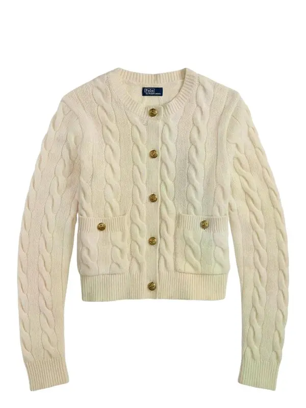 Polo Ralph Lauren Cable-knit Wool-cashmere Cardigan - Neutrals