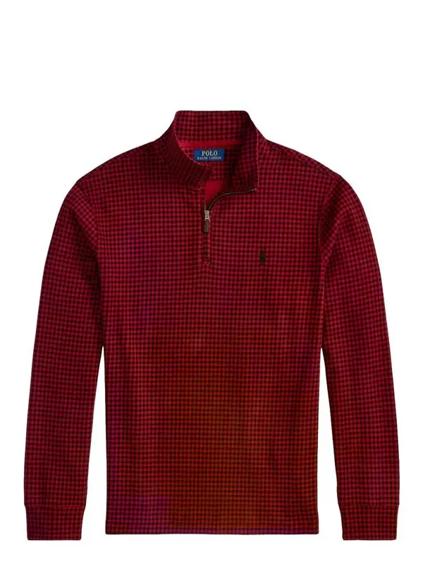 Ralph Lauren Gingham-check Half-zip Sweater - Red