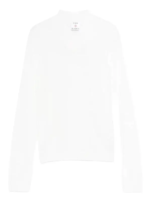 Casablanca V-neck Long-sleeve T-shirt - White