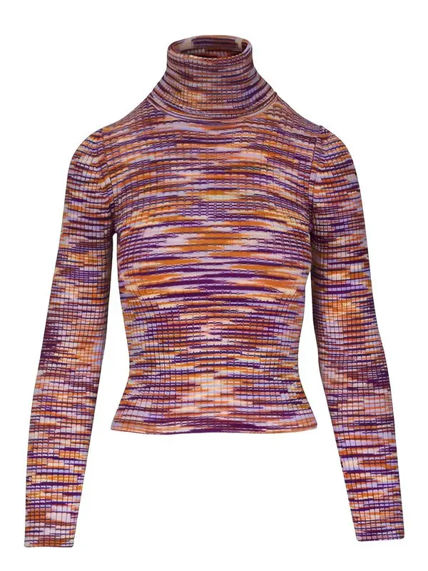 MOTHER Striped Turtleneck Sweater - Purple