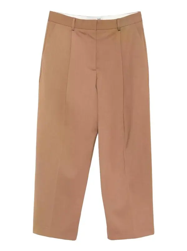 THE M Pleated-front Cropped Pants - Brown