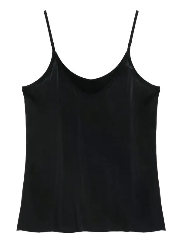 PRIVATE 0204 Scoop-neck Silk Top - Black