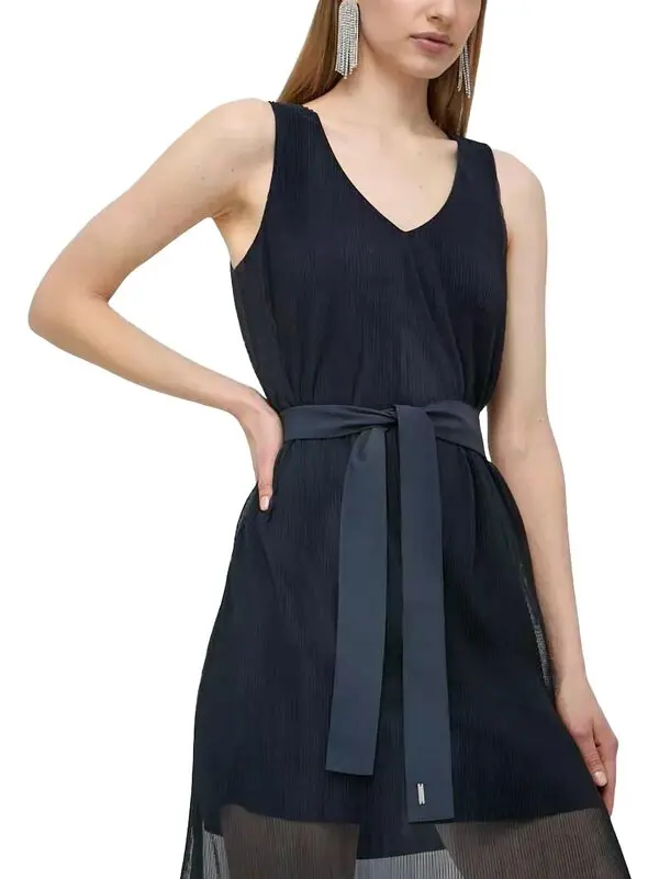Armani Exchange Sleeveless Belted Dress - Blue