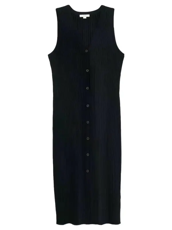 Vince Ribbed V-neck Dress - Blue