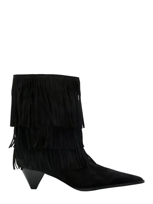 Michael Kors 50mm Jayla Fringed Ankle Boots - Black