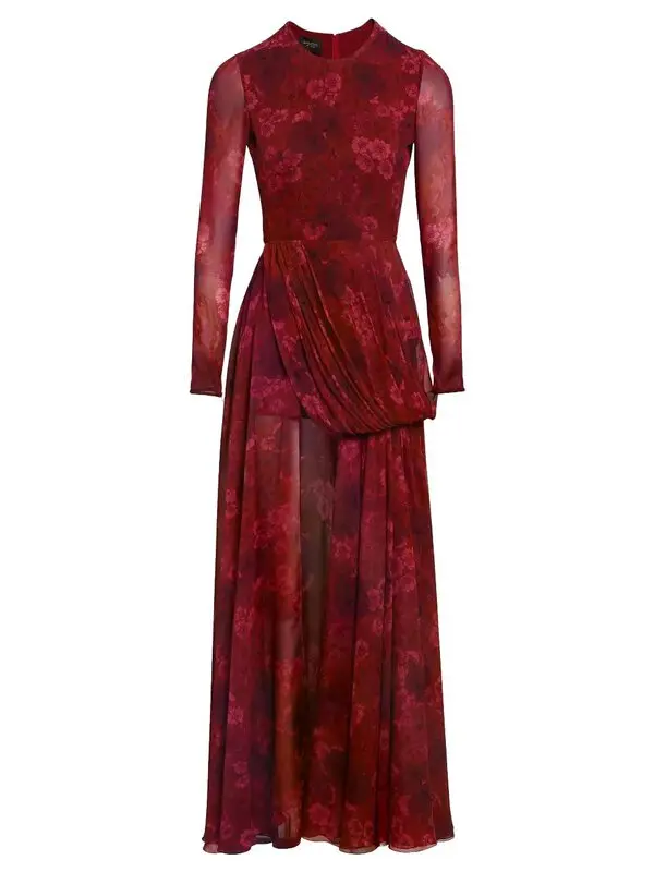 Giambattista Valli Floral-print Draped Maxi Dress - Red
