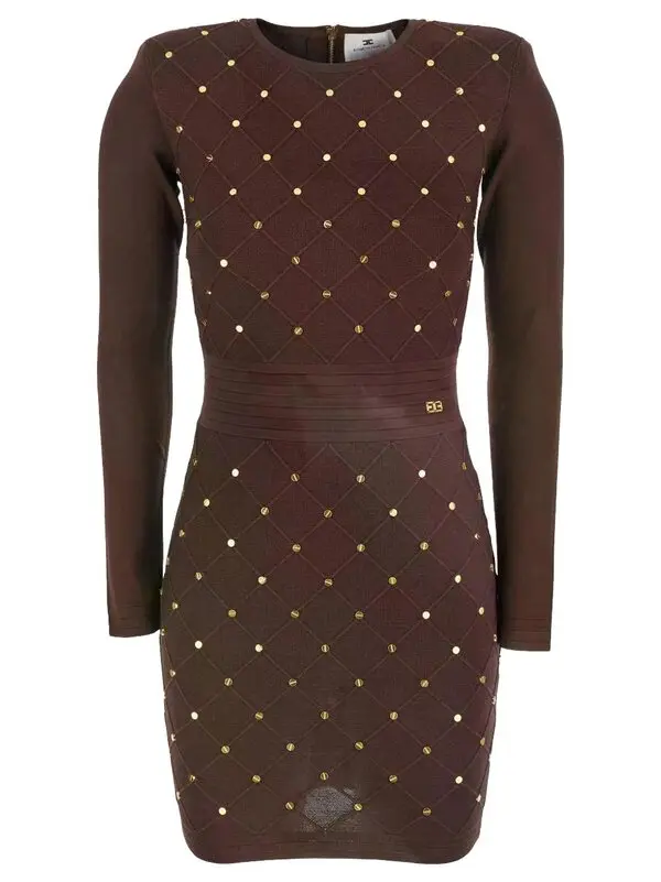 Elisabetta Franchi Stud-embellished Mini Dress - Brown