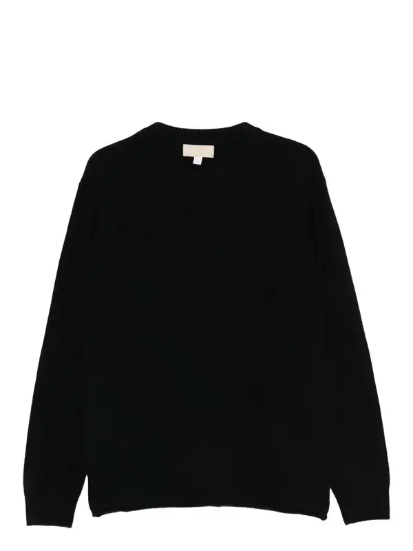 120% Lino Round-neck Knit Sweater - Black