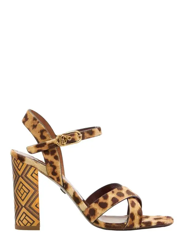 Roberto Cavalli Cheetah-print Cross-strap Sandals - Brown