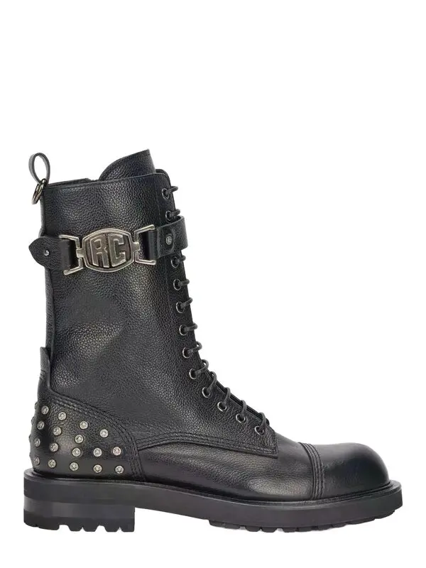 Roberto Cavalli Lace-up Studded Boots - Black