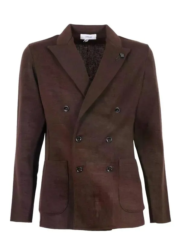 LARDINI Double-breasted Wool Jacket - Brown