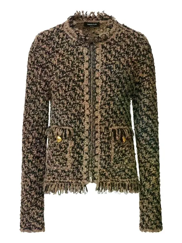Fabiana Filippi Frayed-edge Tweed Jacket - Brown