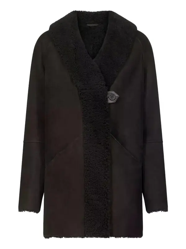 Loulou De Saison Isak Hooded Shearling Coat - Black
