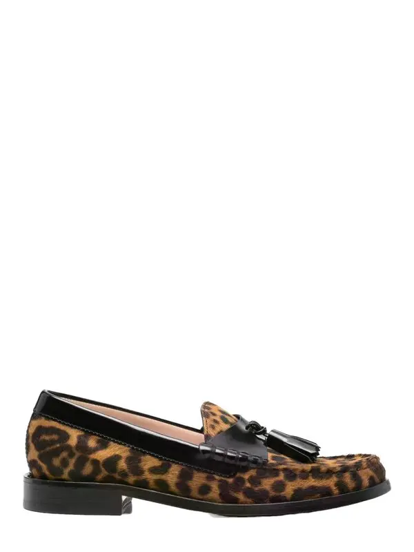 STUART WEITZMAN Leopard-print Tassel Loafers - Brown