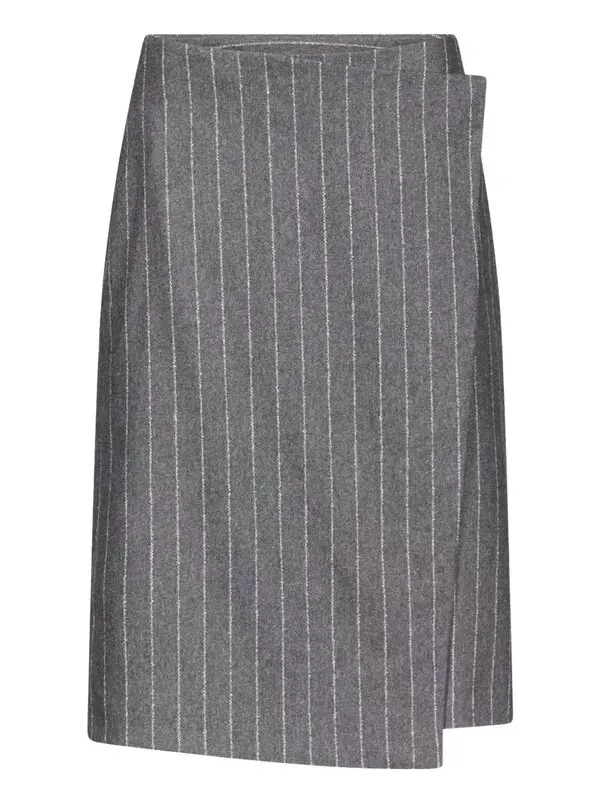 Loulou De Saison Mason Pinstripe Wrap Midi Skirt - Grey
