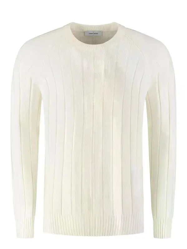 GRAN SASSO Ribbed Crew-neck Sweater - White