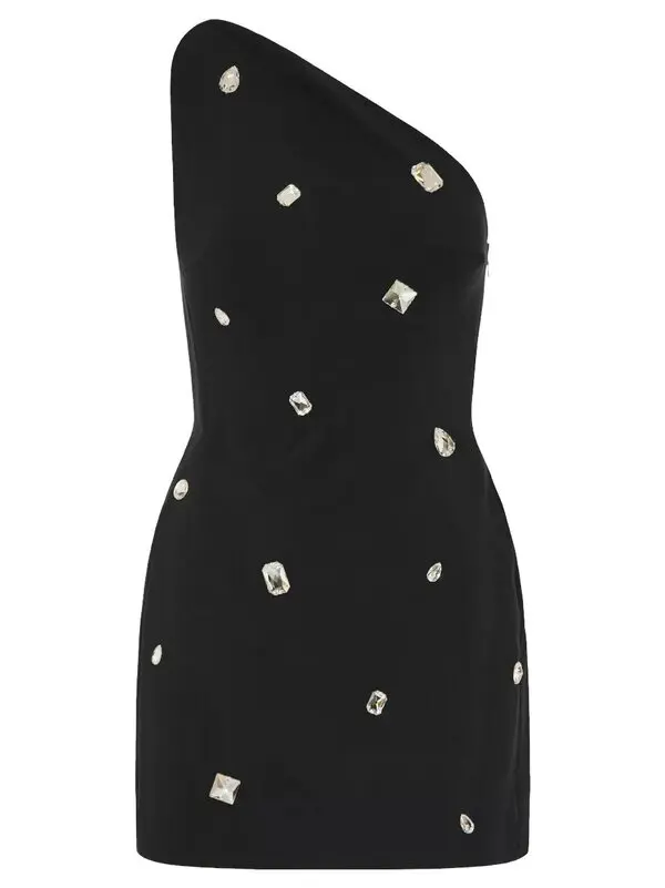 David Koma One-shoulder Crystal-embellished Dress - Black
