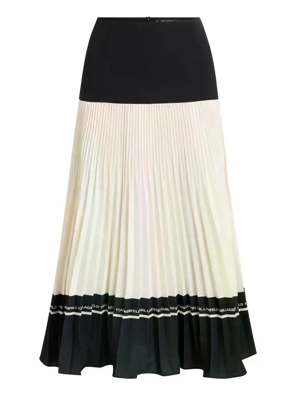 Karl Lagerfeld Pleated Logo-detail Midi Skirt - Black