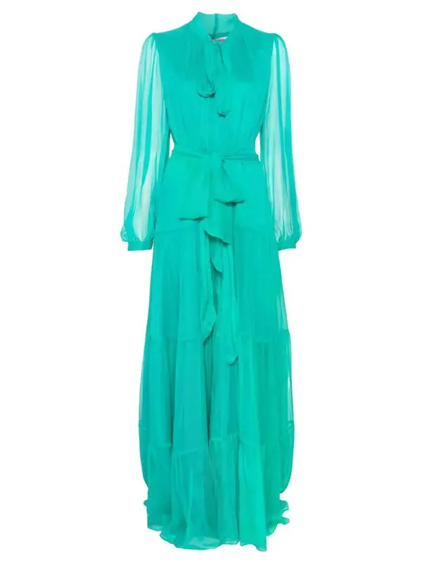 MIAU BY CLARA ROTESCU Tiered Panelled Maxi Dress - Green