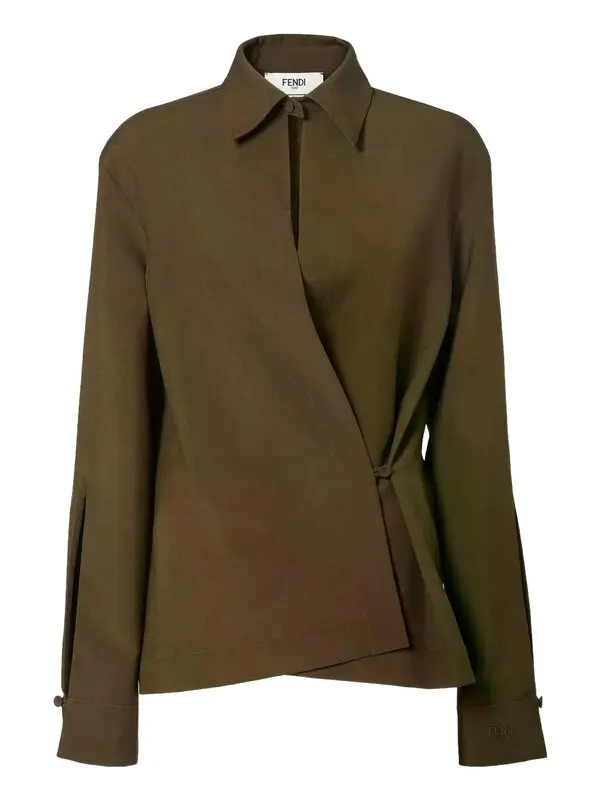 Fendi Asymmetric Wool-mohair Blouse - Green
