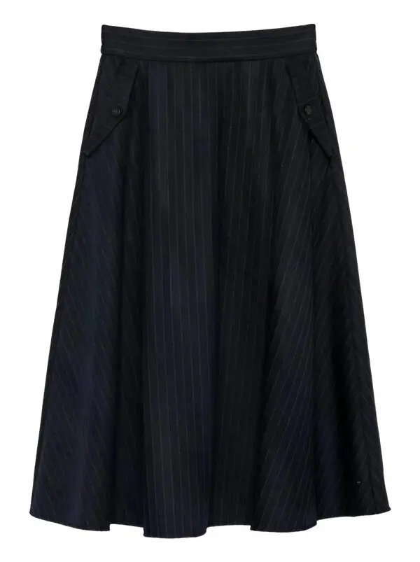 Golden Goose Pinstripe Button-detailed Midi A-line Skirt - Blue