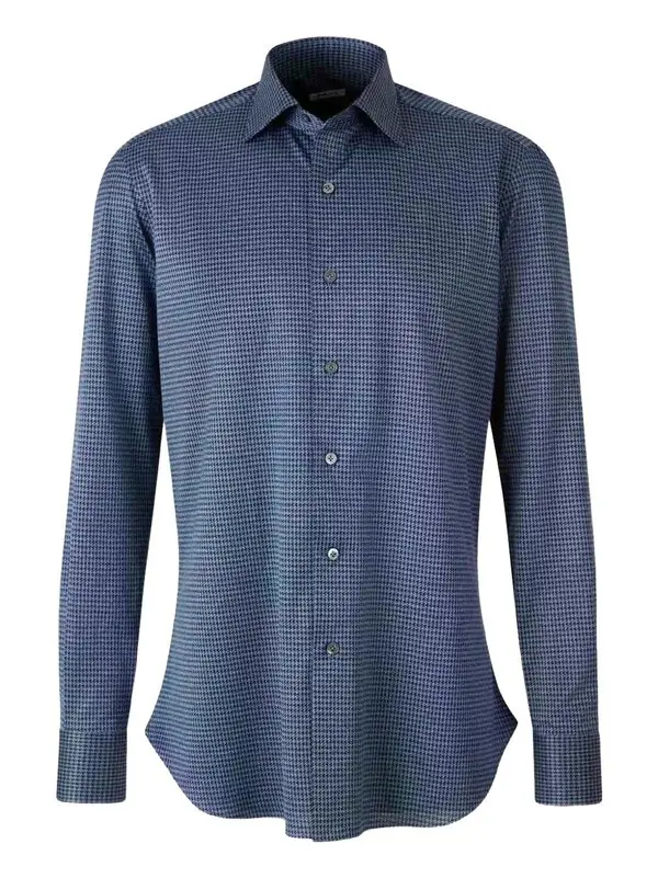 FRAY Houndstooth Long-sleeve Shirt - Blue