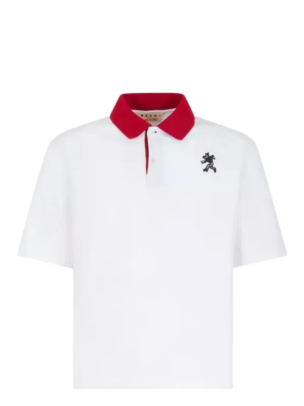 Marni X Slawn & Soldier Contrast-collar Embroidered Polo Shirt - White