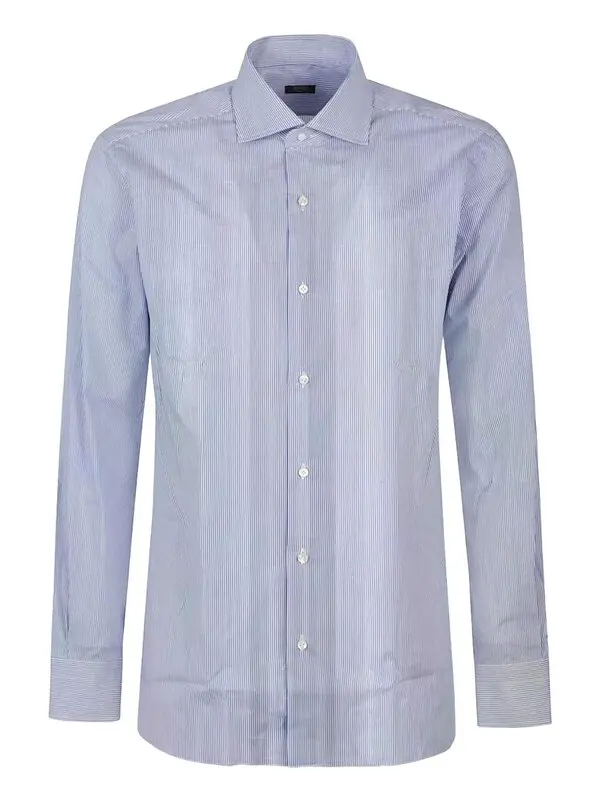 BARBA NAPOLI Pinstripe Cotton Shirt - Blue