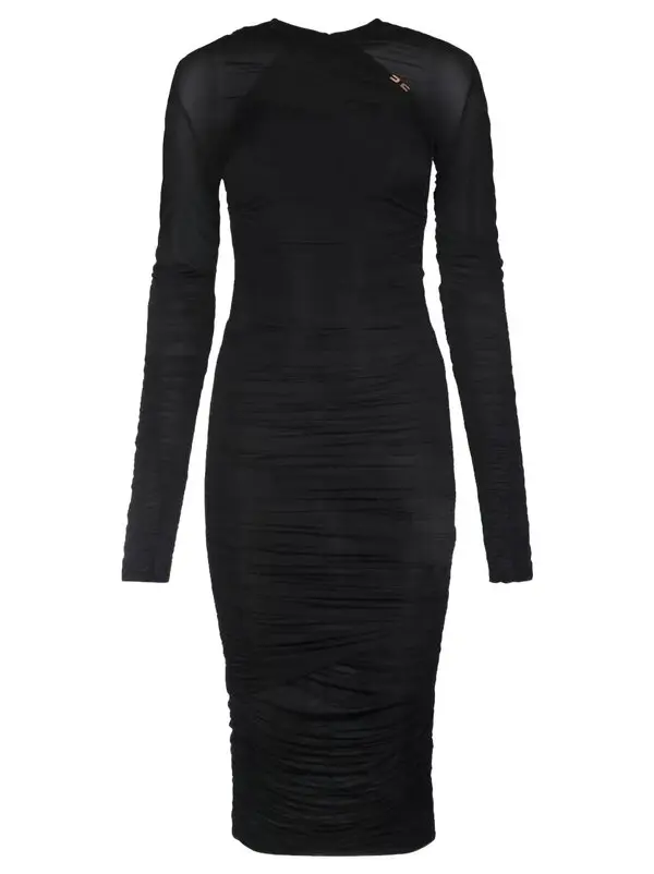 Elisabetta Franchi Gathered Midi Dress - Black