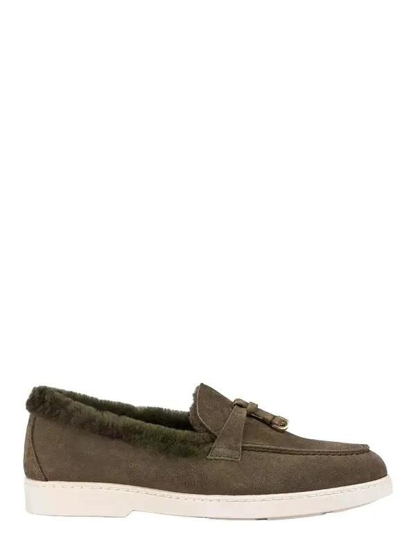 DOUCAL'S Shearling-trim Suede Loafers - Brown