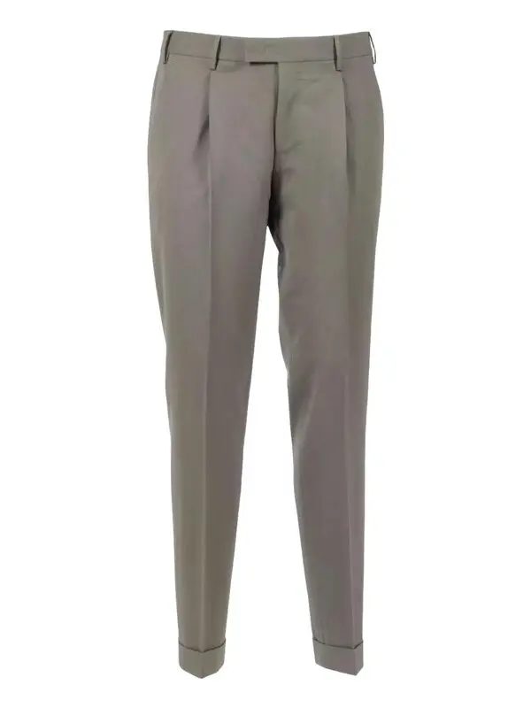 PT TORINO Single-pleat Turn-up Trousers - Grey