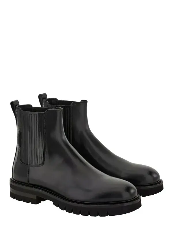 FERRAGAMO Leather Panelled Chelsea Boots - Black