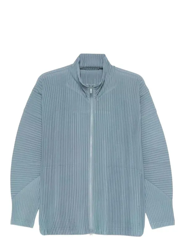 Issey Miyake Pleated Funnel-neck Jacket - Blue