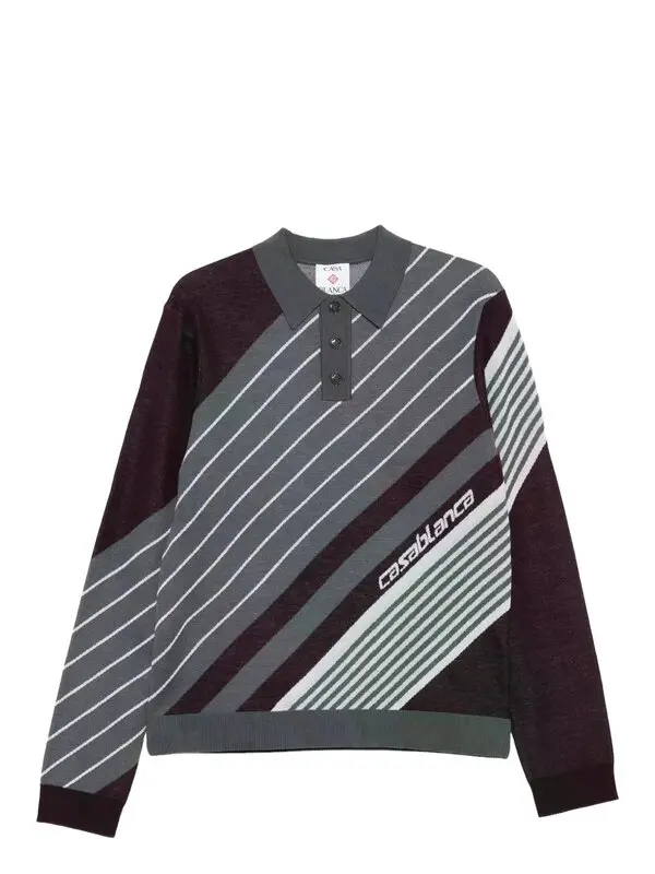 Casablanca Diagonal-stripe Polo Shirt - Grey