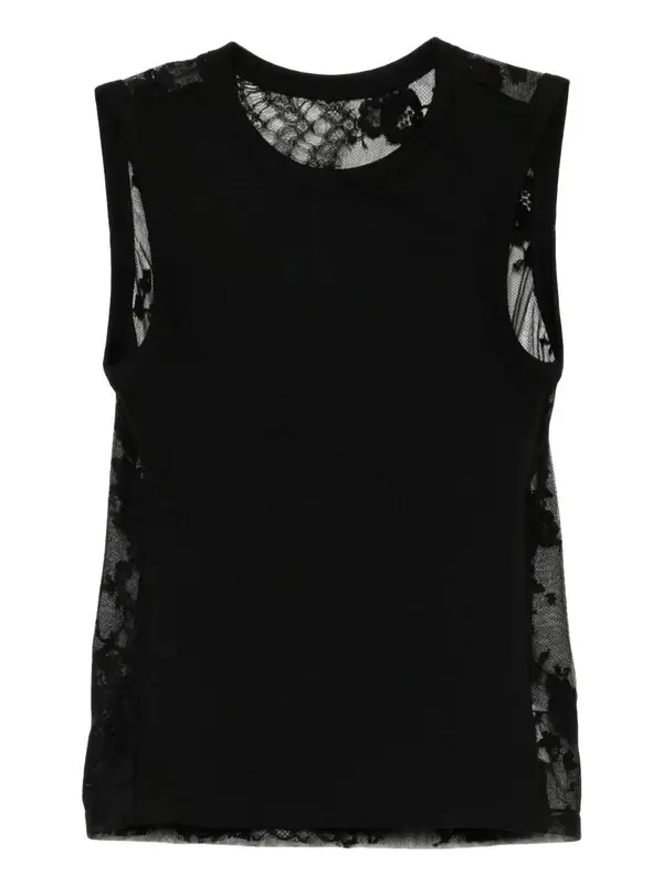 QUETSCHE Floral-lace Vest - Black