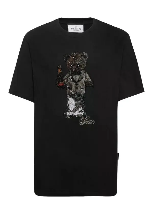Philipp Plein Teddy Bear-motif Crystal-embellished T-shirt - Black