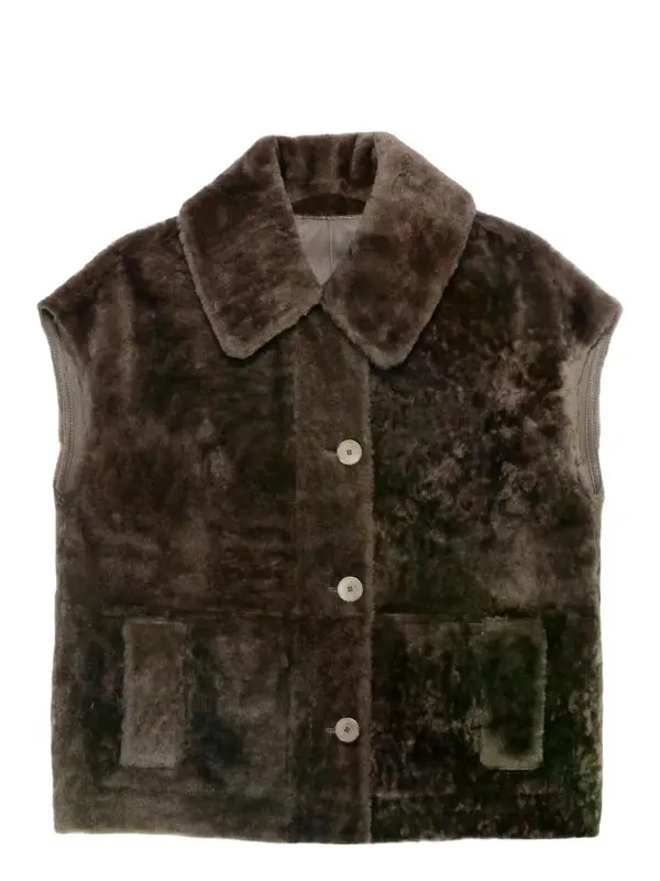 JOSEPH Sleeveless Shearling Jacket - Brown