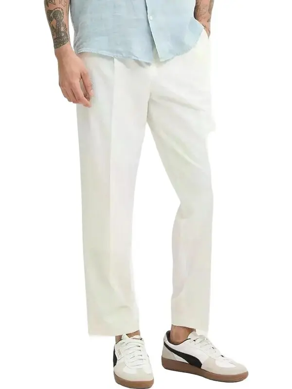 Hugo Pleated-front Straight-leg Trousers - White